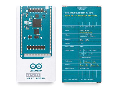 arduino giga r1 wifi dual core 32 bit mcu usb c wifi and bluetooth