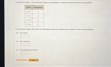 Solved Consider The Data In The Following Frequency Chegg