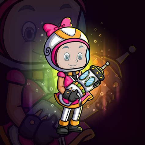 The Cute Cyborg With The Injection Esport Mascot Logo Design Stock