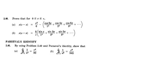 Solved Prove That For A PARSEVAL S IDENTITY Chegg