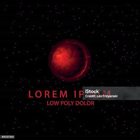 빨간색 다각형 영역 아이콘입니다 낮은 폴 리 별 배경에 행성 아이콘입니다 0명에 대한 스톡 벡터 아트 및 기타 이미지 0명