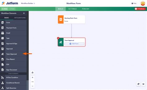 how to setup team approval element in jotform workflows