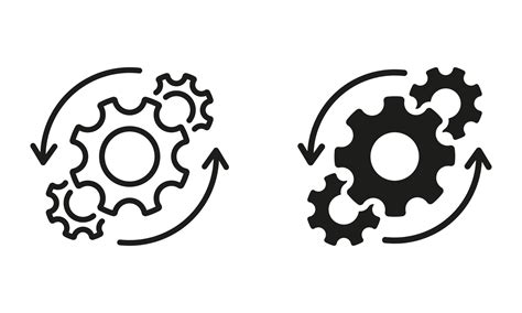 Gear And Round Arrow Business Technology Process Black Symbol Collection Workflow Cog Wheel