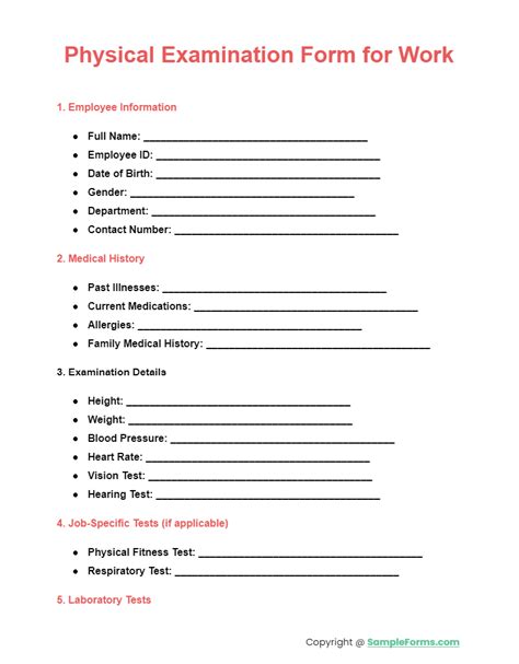Physical Exam Form For Healthcare Workers