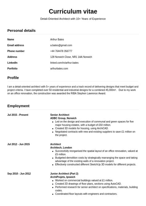 CV Example Architecture Jobseeker