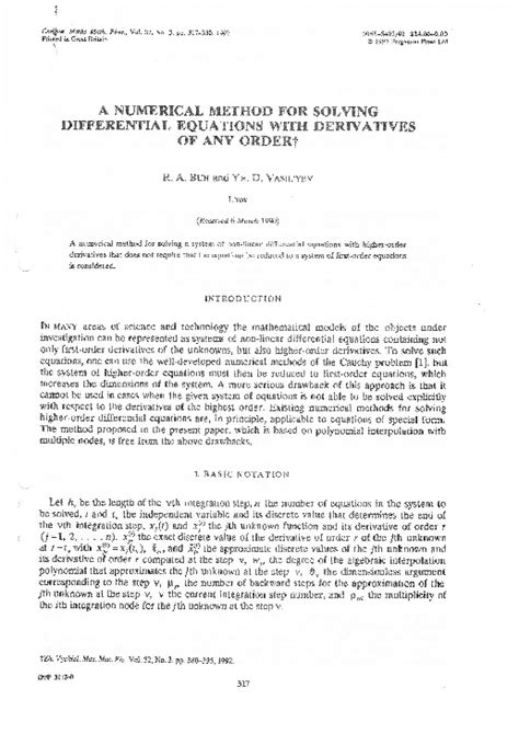 pdf a numerical method for solving differential equations with