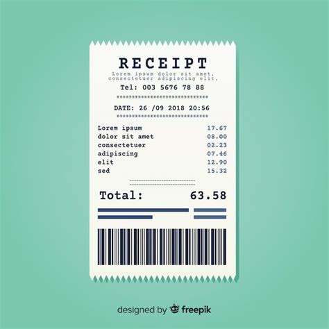 현대 평면 지불 영수증 무료 벡터 Bill Reciept Design Vector Free Receipt Template