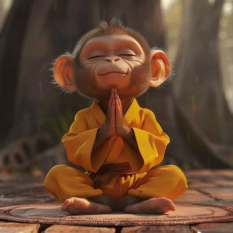 Cute Moneky Monk Premium Ai Generated Image