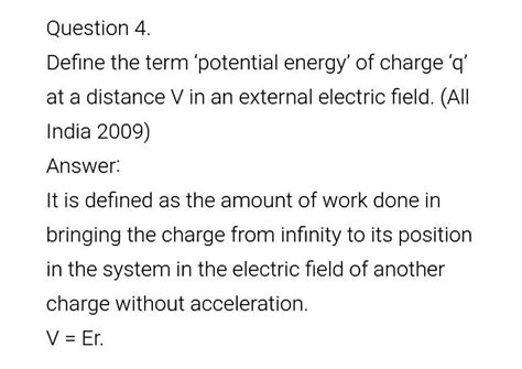 Solution Electrostatic Potential And Capacitance 12th Class Physics Questions And Answers