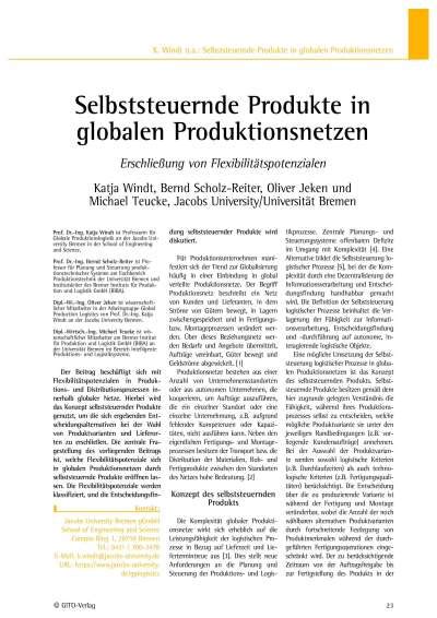 Flexibility Potentials Of Autonomous Products In Global Production Networks Industry 4 0 Science