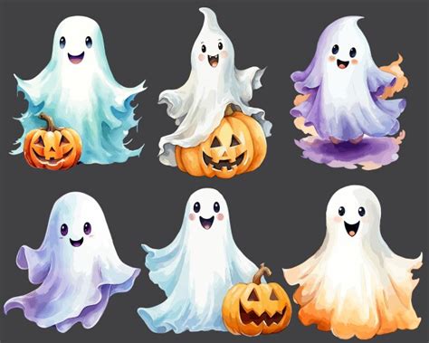 Halloween Ghost Cartoon Clip Art Black And White Vector Images Over 2 800