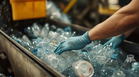 Sorting Plastic Bottles On A Recycling Conveyor Premium Ai Generated