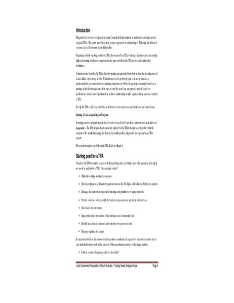 Training Needs Analysis Guide Free Download