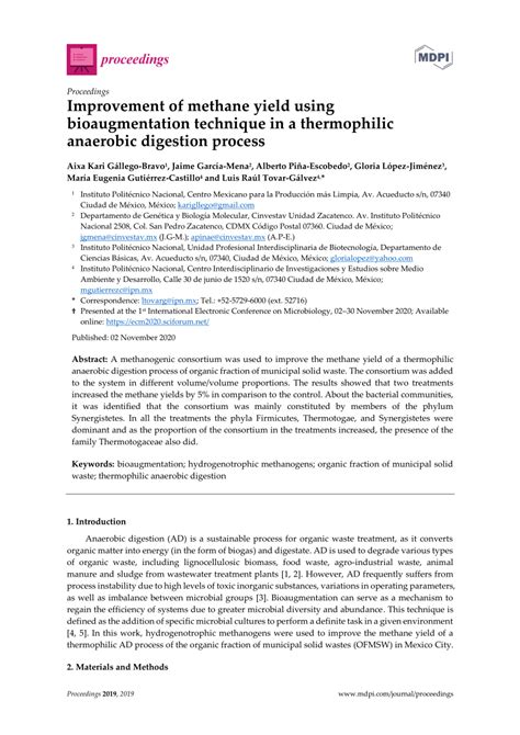 Pdf Improvement Of Methane Yield Using Bioaugmentation Technique In A