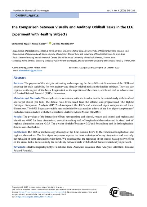 Pdf The Comparison Between Visually And Auditory Oddball Tasks In The Eeg Experiment With