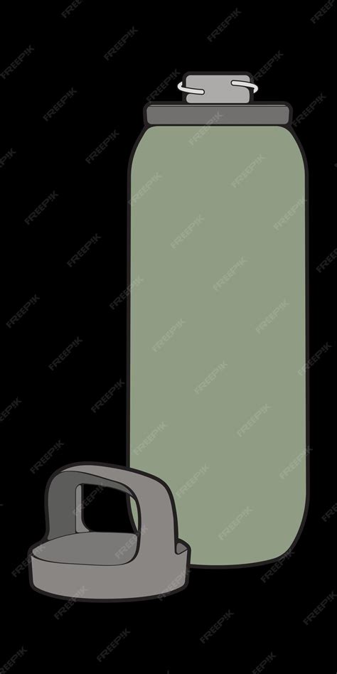 스케치 스타일 텀블러 병 교육 템플릿 개요 벡터 일러스트에서 텀블러 병 개요 그리기 벡터 텀블러 병의 색칠 프리미엄 벡터