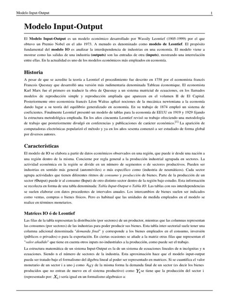 01leontief Modelo Input-Output | PDF | Modelo de entrada-salida | Teorías económicas