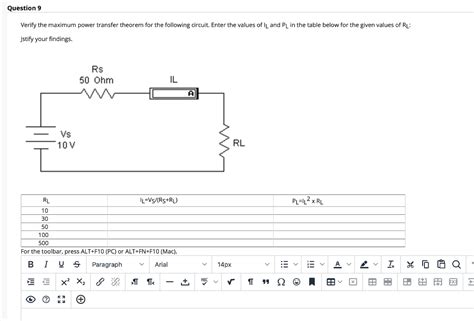 Solved Question Verify The Maximum Power Transfer Theorem Chegg