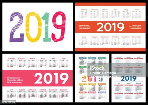 달력 2019입니다 영어 서식 파일 벡터 포켓 달력 인쇄 준비의 큰 컬렉션입니다 캘린더 설정 합니다 주는 일요일에 시작 됩니다 기본 그리드입니다 새 해 배너입니다 심플한
