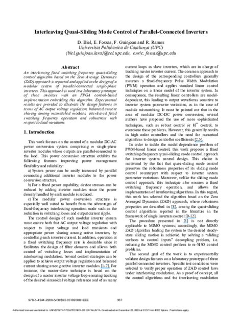 Pdf Interleaving Quasi Sliding Mode Control Of Parallel Connected