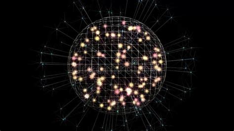 Wireframe Sphere Rotating In Firework Lettering Happy New Year 3d Animation Stock Footage