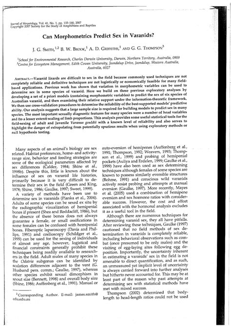 Pdf Can Morphometrics Predict Sex In Varanids