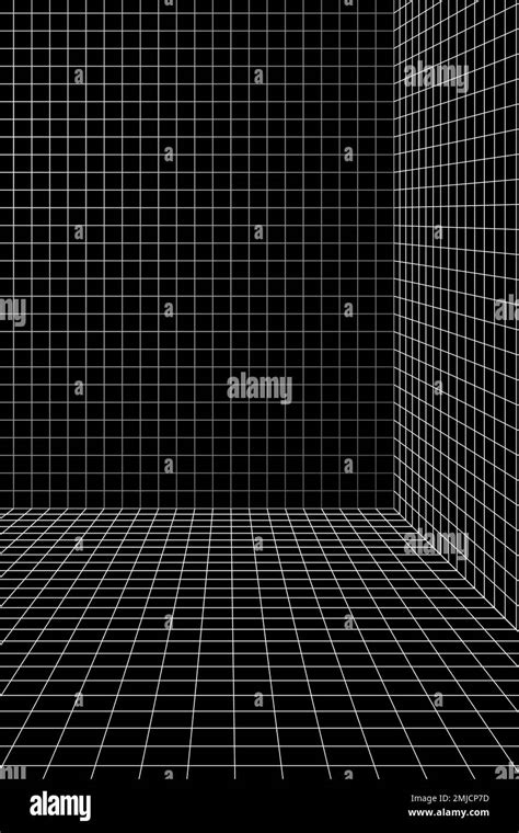 3d Wireframe Grid Room Background Vector Stock Vector Image And Art Alamy