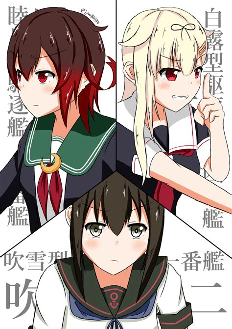 배경 화면 애니메이션 소녀들 간타이 컬렉션 후부키 칸 콜레 Mutsuki Kancolle 유우 다치 칸 콜레 포니 테일 짧은 머리 갈색 머리의 긴 머리