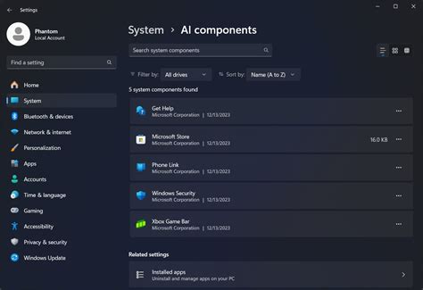Microsoft Adds A Dedicated Ai Components Page To Windows 11