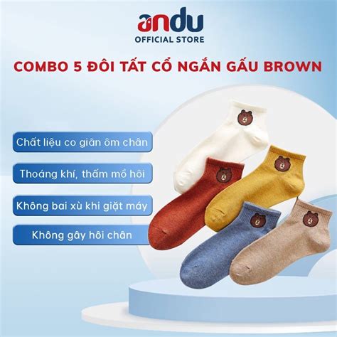 Combo Đôi Tất Gấu Cổ Ngắn Nam Nữ Vớ Tất Cổ Thấp Brown Phong Cách Vintage Hàn Quốc Siêu Cute