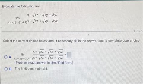 Solved Evaluate The Following Limit