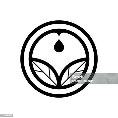 두 잎의 추상적 이미지가 원에 떨어지는 벡터 로고입니다 0명에 대한 스톡 벡터 아트 및 기타 이미지 0명 관목 꽃 식물 Istock