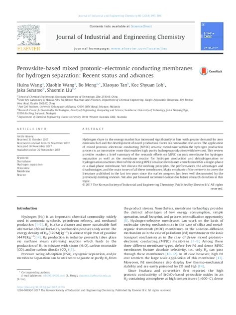 Pdf Perovskite Based Mixed Protonicelectronic Conducting Membranes For Hydrogen Separation