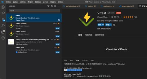 in windows vscode is started for the first time the vitest tool does