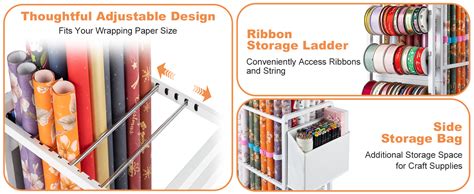 Aquzee T Wrapping Paper Organizer Storage Rolling T Wrap Storage Stand