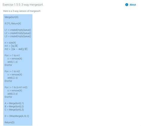 Solved Exercise Way Mergesort About Here Is A Chegg Com