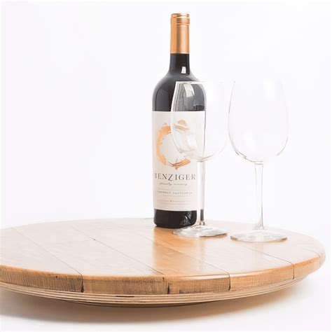 18″ Wine Barrel Lazy Susan With Cooperage Stamp Natural Alpine Wine Design