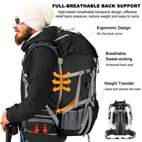 Loowoko 50l Hiking Backpack Waterproof Camping