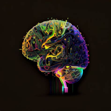 Bright Colored Artificial Intelligence Brain Ai Generated Stock Image