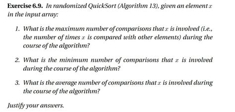 Solved Exercise 69 In Randomized Quicksort Algorithm 13