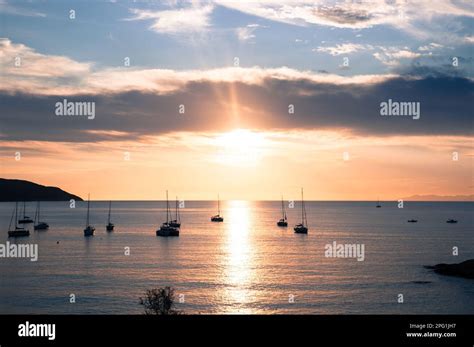 Italy Isola Delba Pictures Of Summer Sunset On The Sea Whit Sail