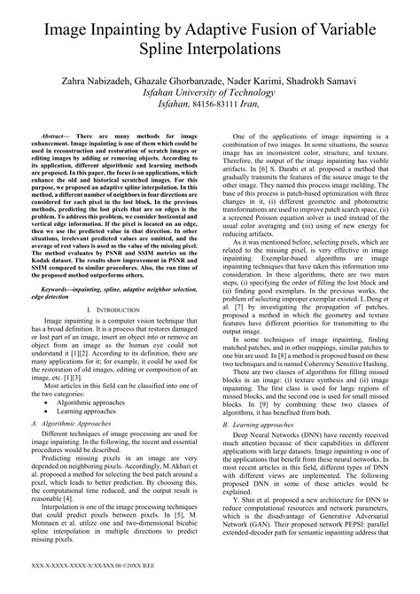 Pdf Image Inpainting By Adaptive Fusion Of Variable Spline Interpolations Pdf Image Inpainting By Adaptive Fusion Of Variable Spline Interpolations