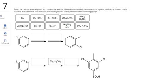 Solved Select the best order of reagents to complete each of | Chegg.com