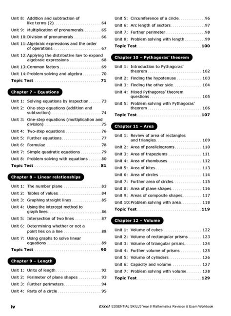 Excel Essential Skills Maths Revision And Exam Workbook 1 Year 8 Pascal Press