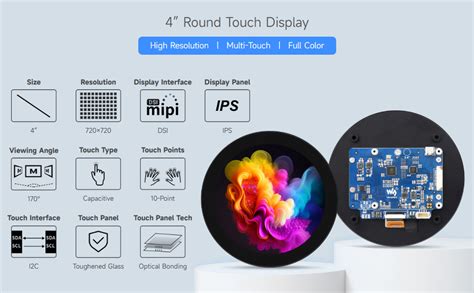 Waveshare 4inch Dsi Round Touch Display 720 × 720 Resolution Ips 10 Point Touch