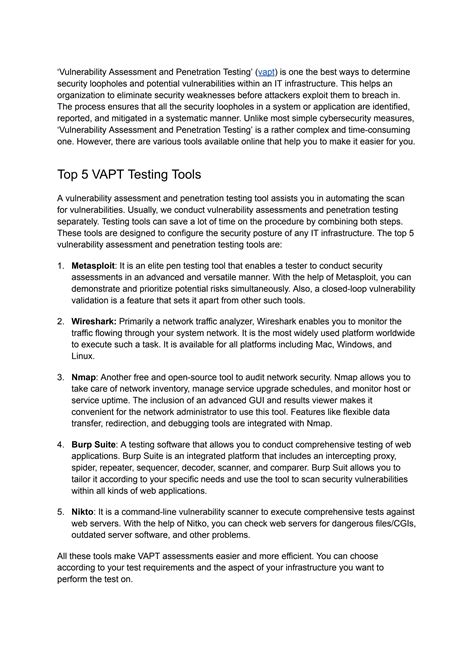 Vulnerability Assessment And Penetration Testing Vapt Is One The