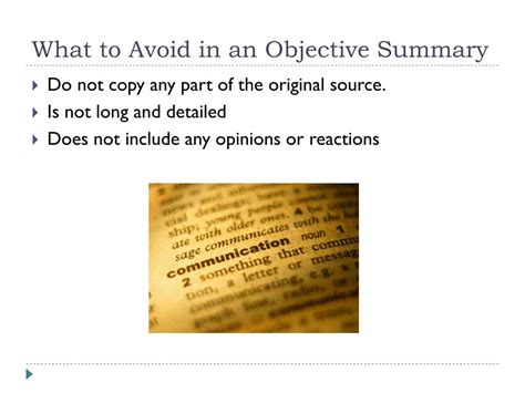 PPT Writing An Objective Summary PowerPoint Presentation Free Download ID