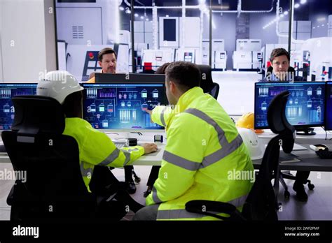 Engineer Operators Using Scada System At Industrial Plant Stock Photo Alamy