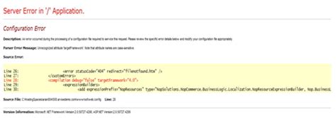 Server Error In “ ” Application Configuration Error