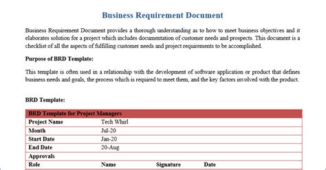 Business Requirements Document Template Excel 54 Koleksi Gambar